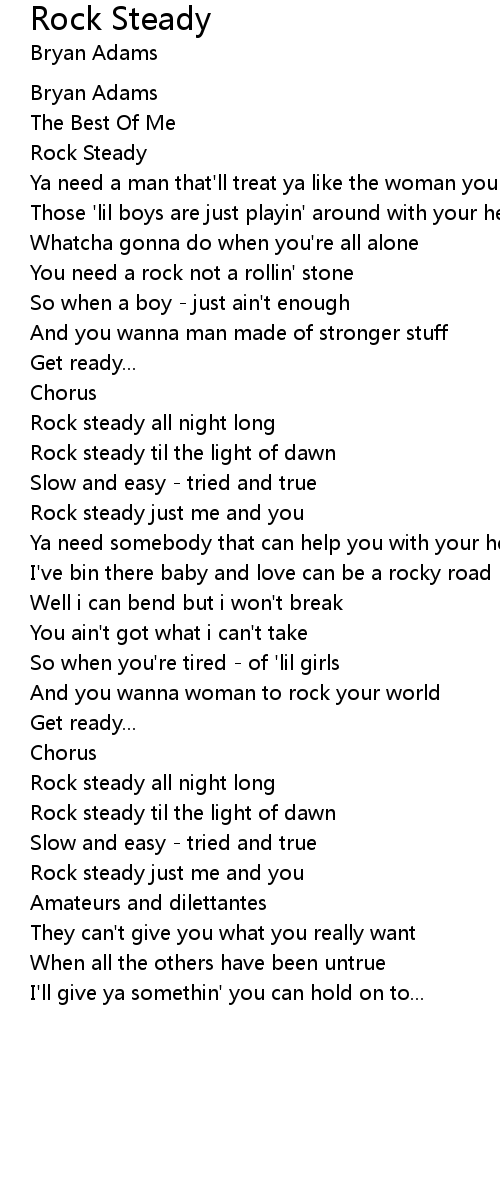 Rock Steady Lyrics - Follow Lyrics