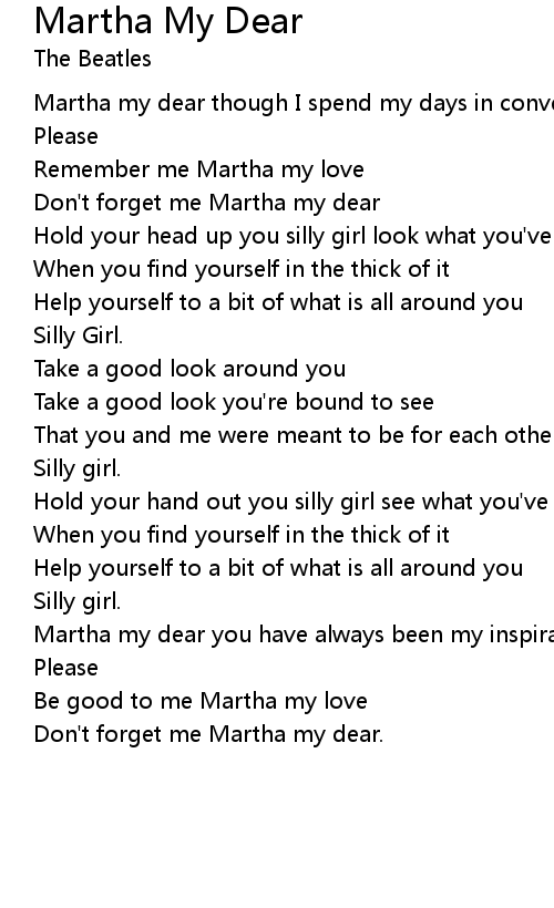 Martha My Dear Lyrics - Follow Lyrics