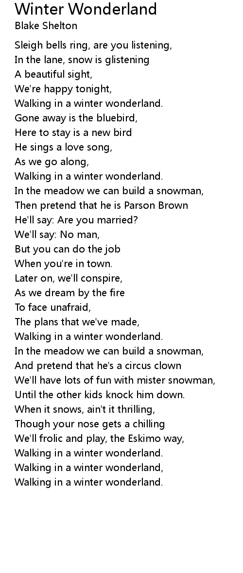 Winter Wonderland Lyrics - Follow Lyrics