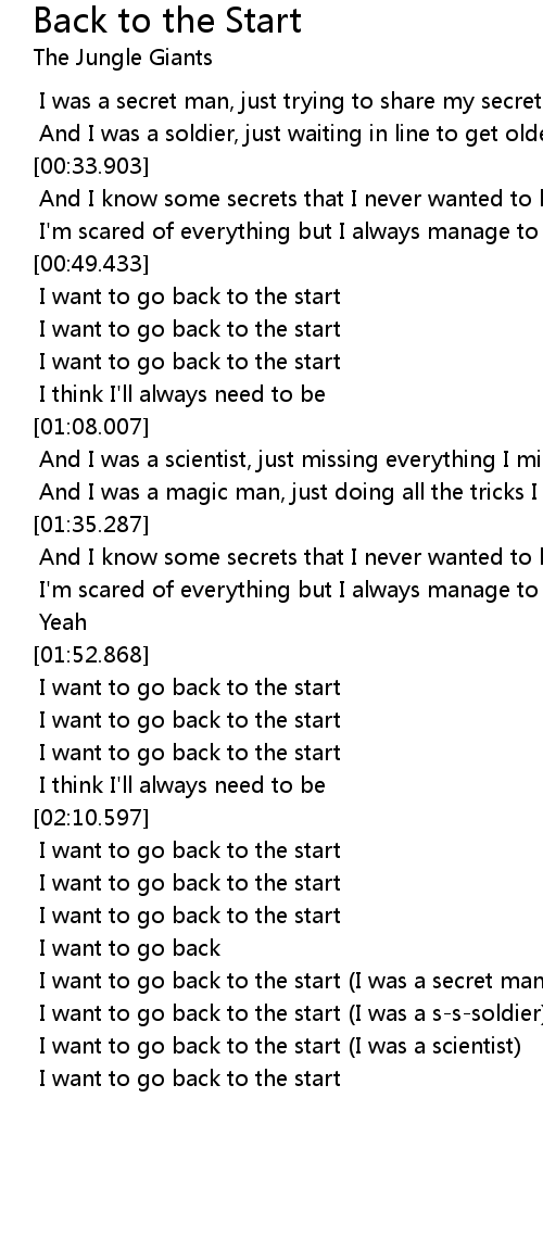 Back to the Start Lyrics - Follow Lyrics