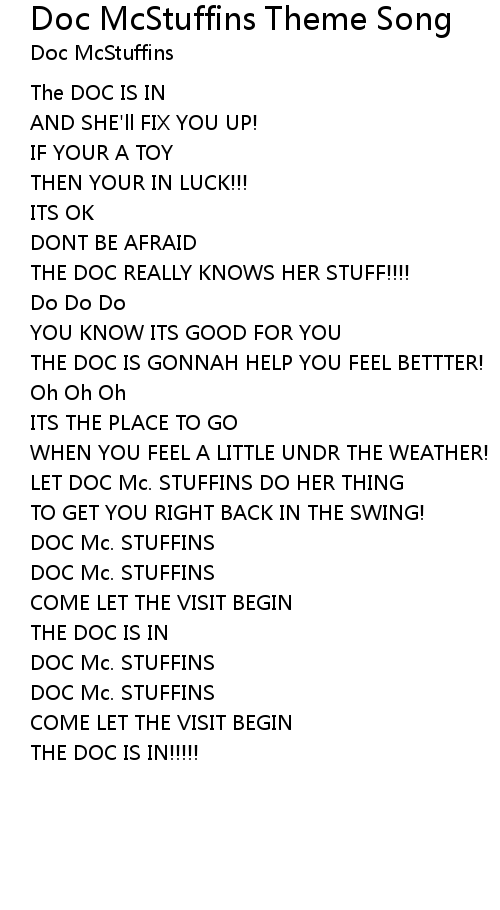Doc McStuffins Theme Song Lyrics - Follow Lyrics