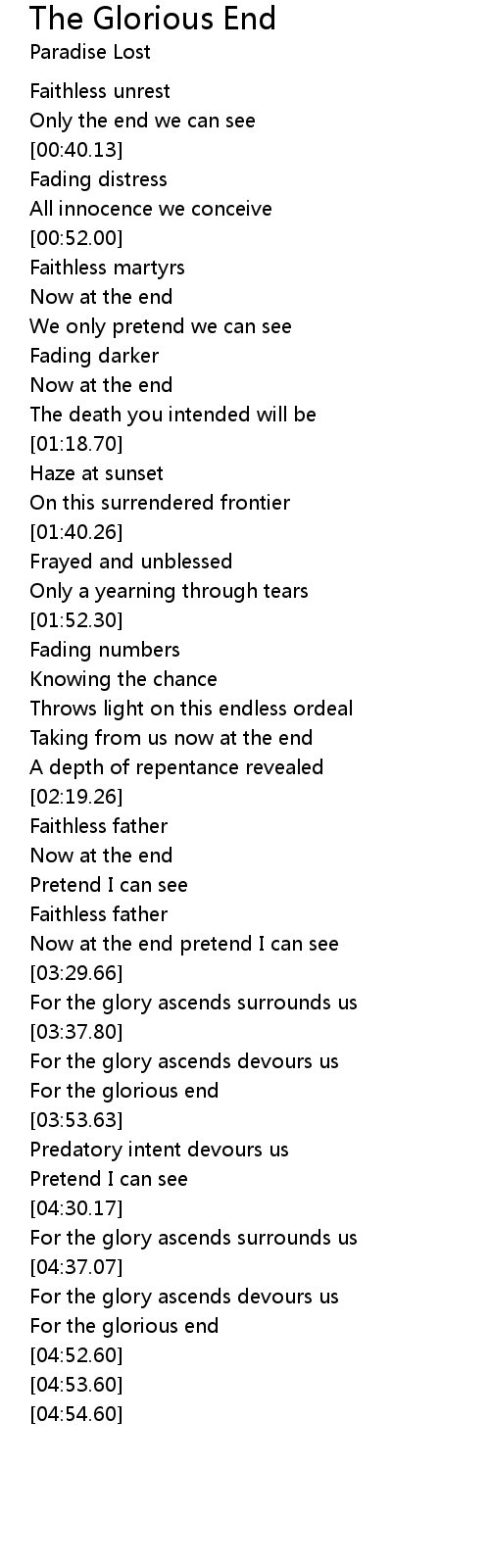 The Glorious End Lyrics - Follow Lyrics