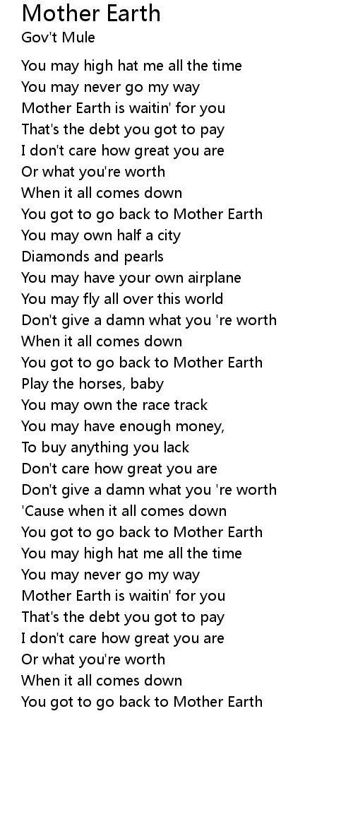 Mother Earth Lyrics - Follow Lyrics