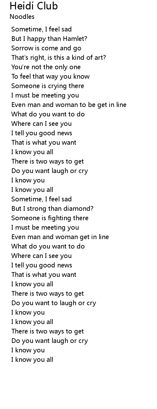 Heidi Club Lyrics - Follow Lyrics