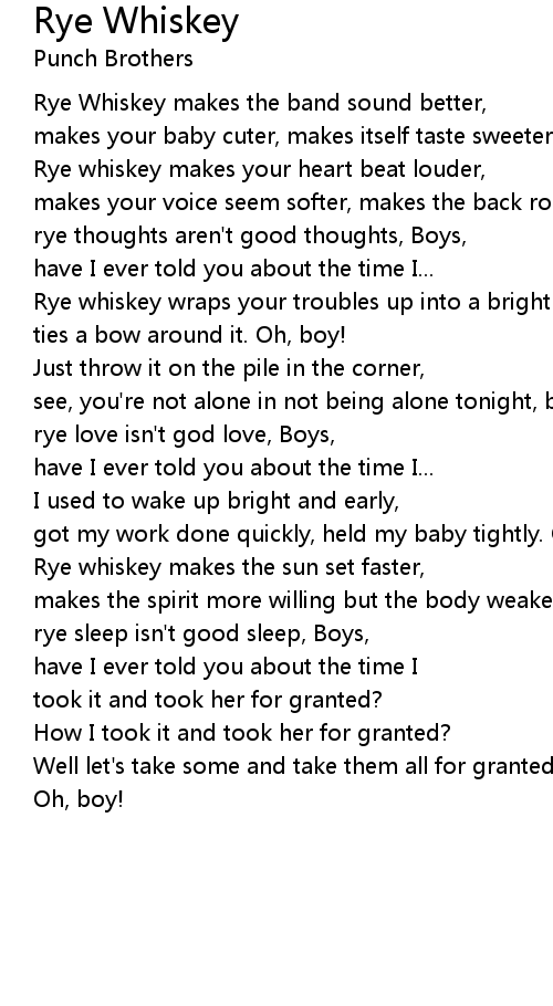 Rye Whiskey Lyrics - Follow Lyrics