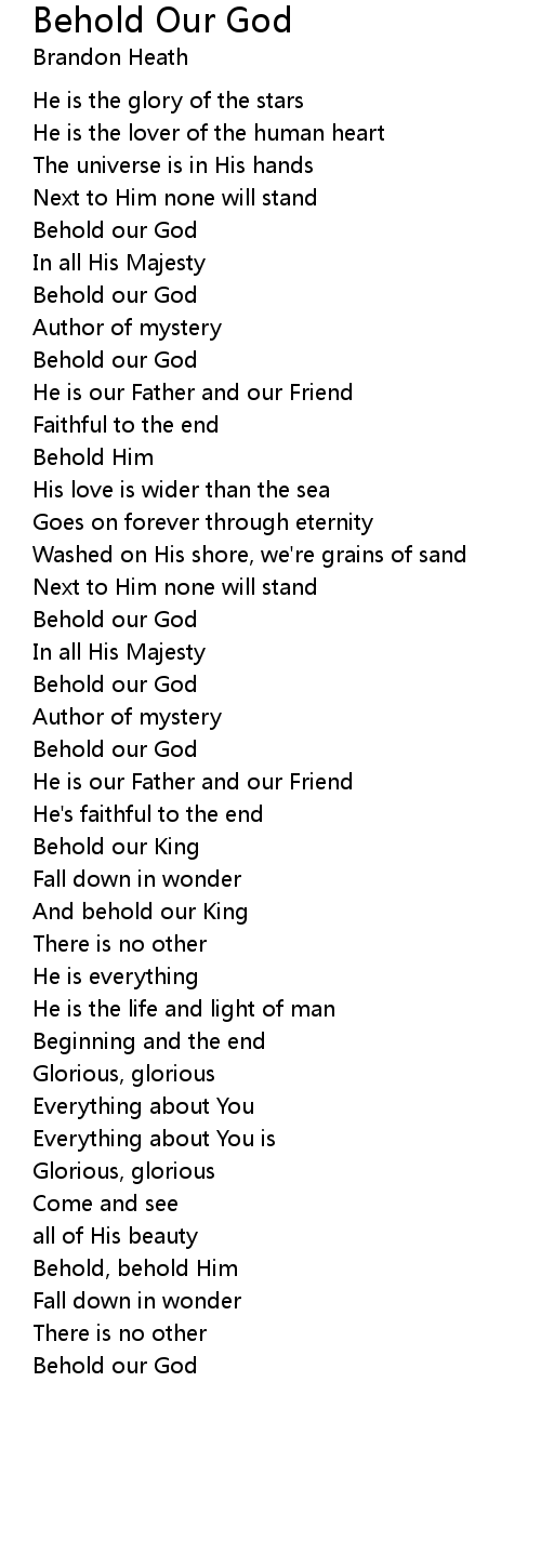 Behold Our God Lyrics - Follow Lyrics