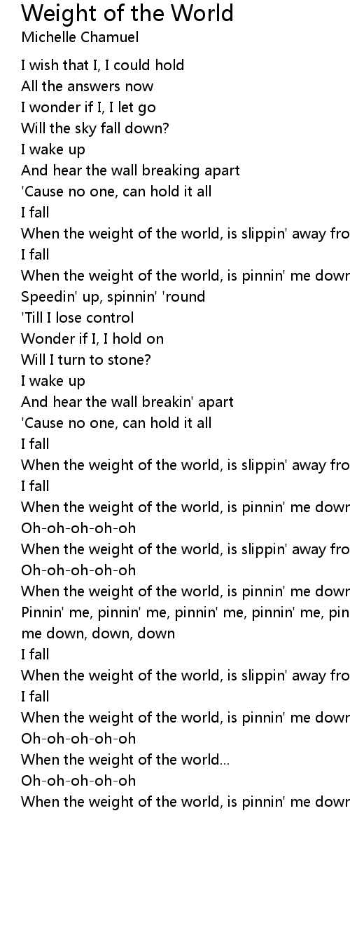Weight of the World Lyrics - Follow Lyrics