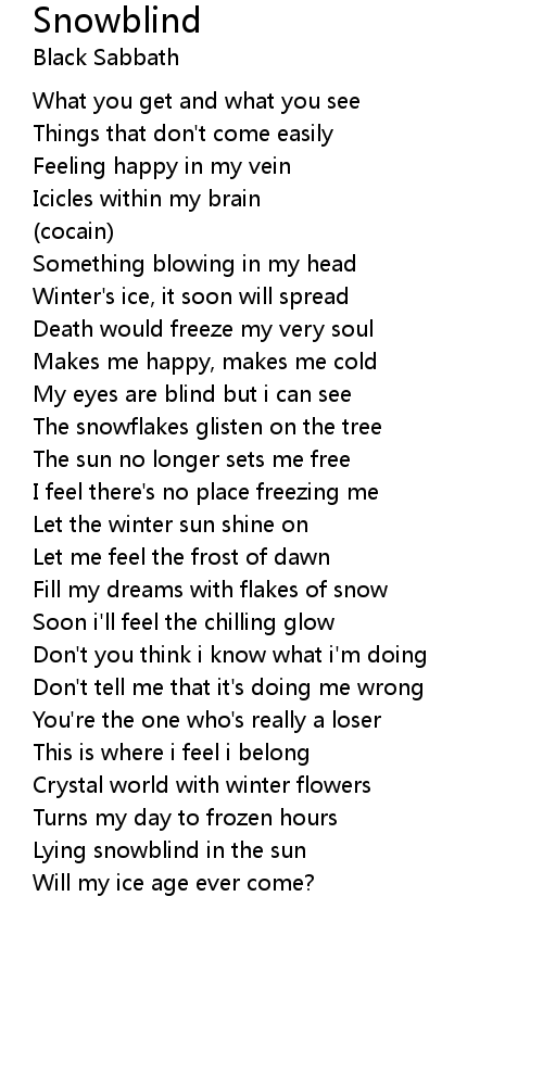 Snowblind Lyrics - Follow Lyrics