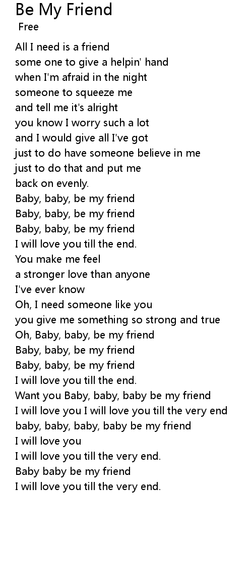 Be My Friend Lyrics - Follow Lyrics