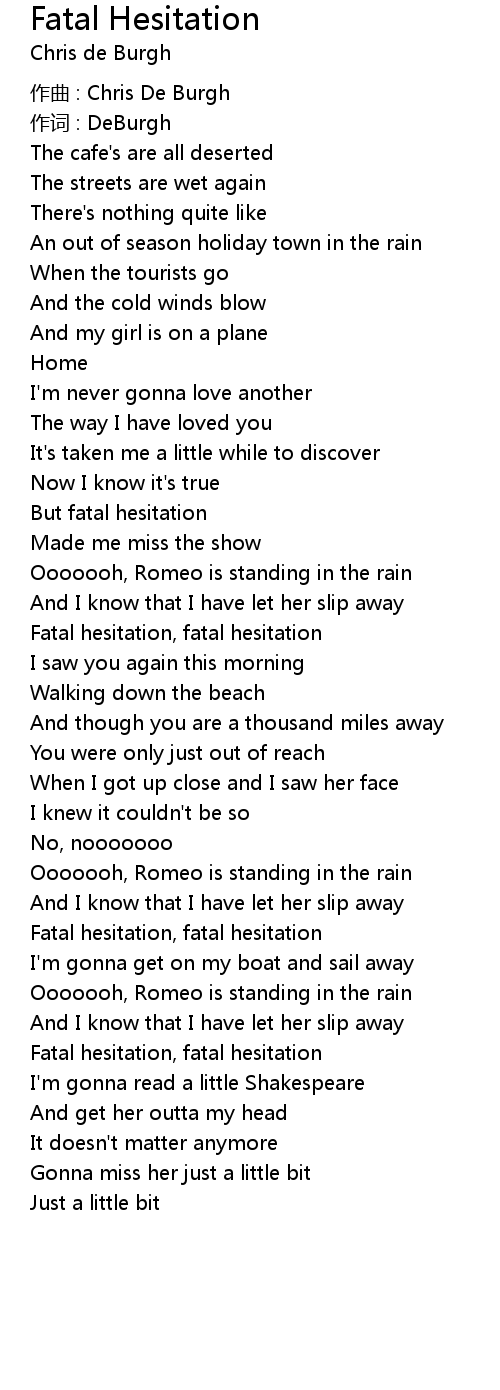 Fatal Hesitation Lyrics - Follow Lyrics