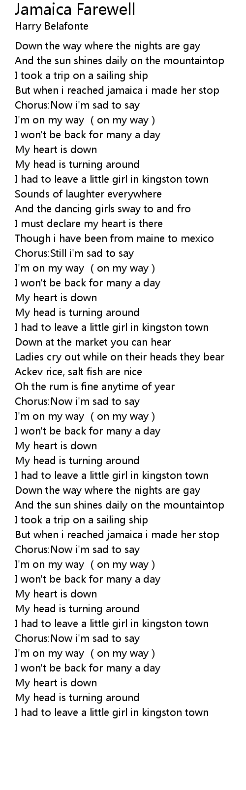 Jamaica Farewell Lyrics - Follow Lyrics