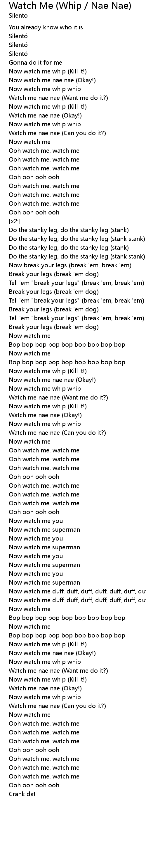 Watch Me (Whip / Nae Nae) Lyrics - Follow Lyrics