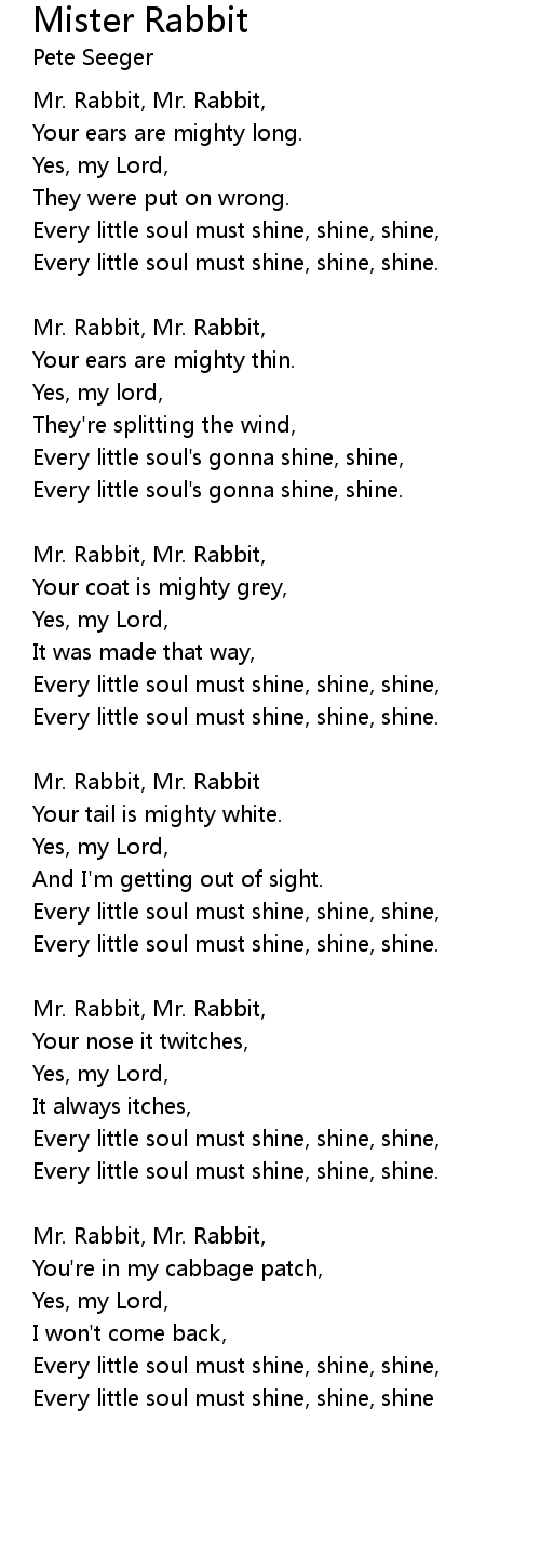 Mister Rabbit Lyrics - Follow Lyrics