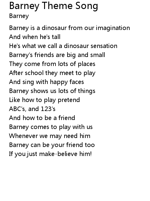 Barney Theme Song Lyrics - Follow Lyrics