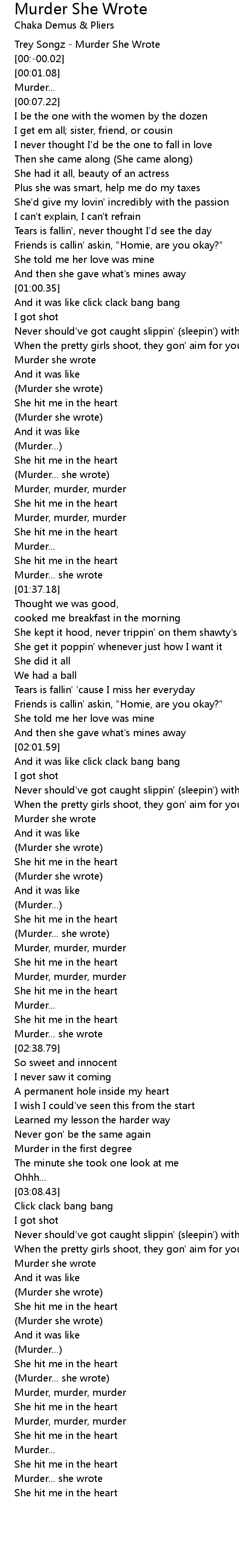 Murder She Wrote Lyrics - Follow Lyrics