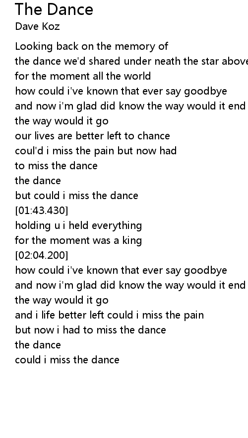 The Dance Lyrics - Follow Lyrics